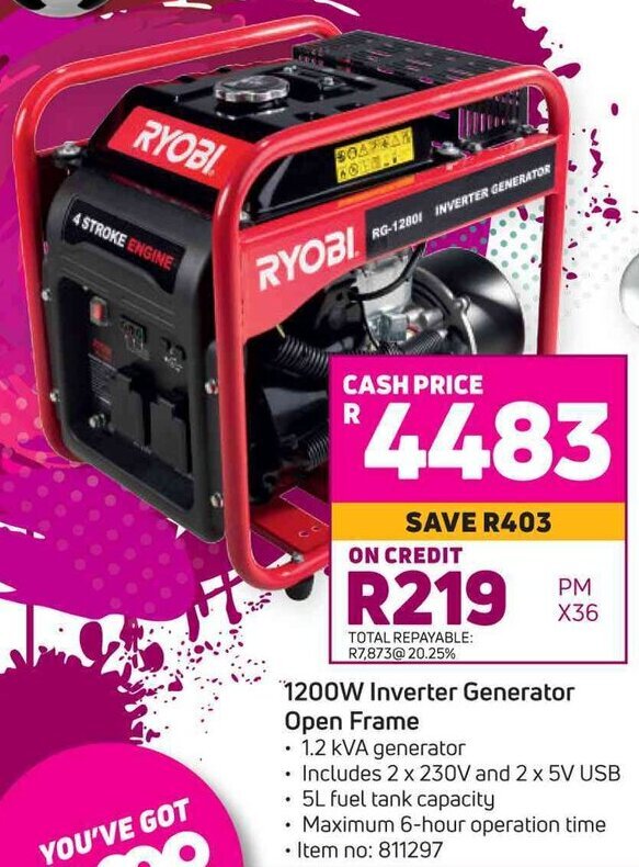 Inverter Generator 1200W offer at Game