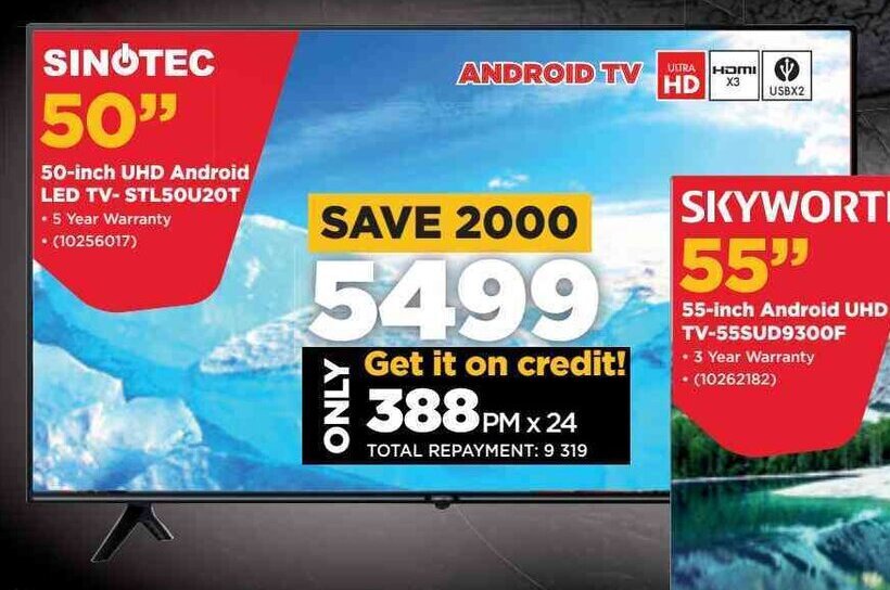 Sinotec 50-inch UHD Android LED TV-STL50U20T offer at HiFi Corp