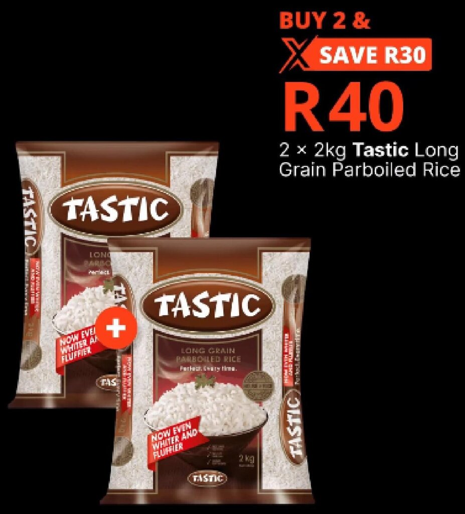 Tastic Long Grain Parboiled Rice 2 x 2kg offer at Checkers