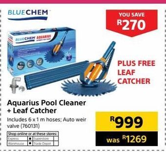 Aquarius pool cleaner + leaf catcher offer at Builders Warehouse