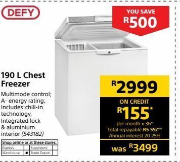 Freezer specials at Builders Warehouse – Dec 2025