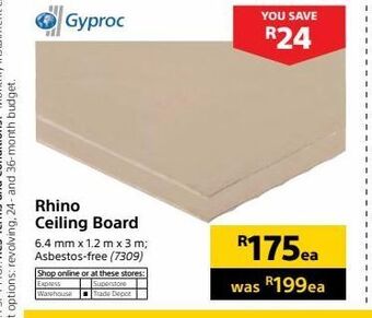Rhino ceiling boards offer at Builders Warehouse