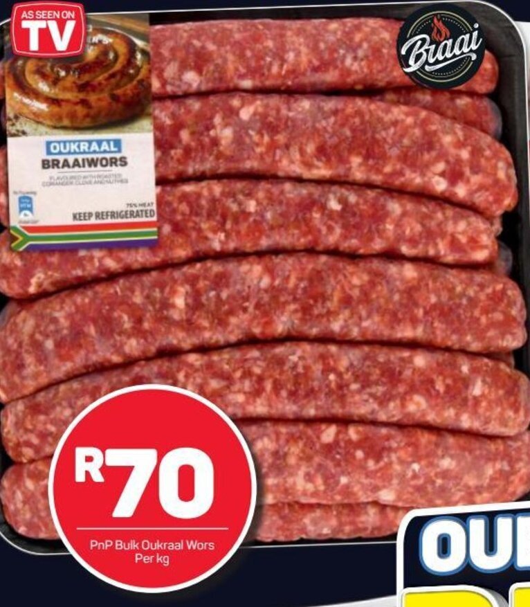 PnP Bulk Oukraal Wors per kg offer at Pick n Pay