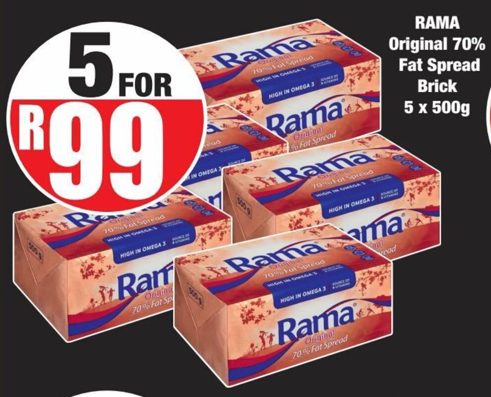 Rama Original 70 Fat Spread Brick 5 X 500g Offer At Boxer