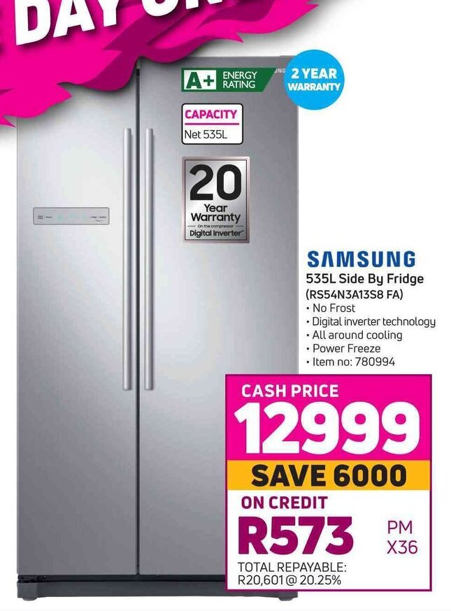 Samsung 535L Side by Fridge offer at Game