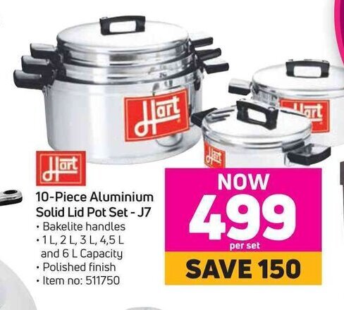 Hart 10-Piece Aluminium Solid Lid Pot Set - J7 offer at Game