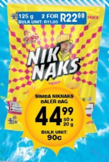 Simba Niknaks Baler Bags 50 x 20g offer at Giant Hyper