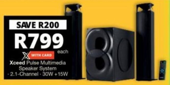 Xceed Pulse Multimedia Speaker System 2.1 Channel 30W + 15W offer at Checkers