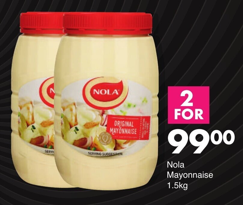 Nola Mayonnaise 2 x 1.5kg offer at Save Hyper