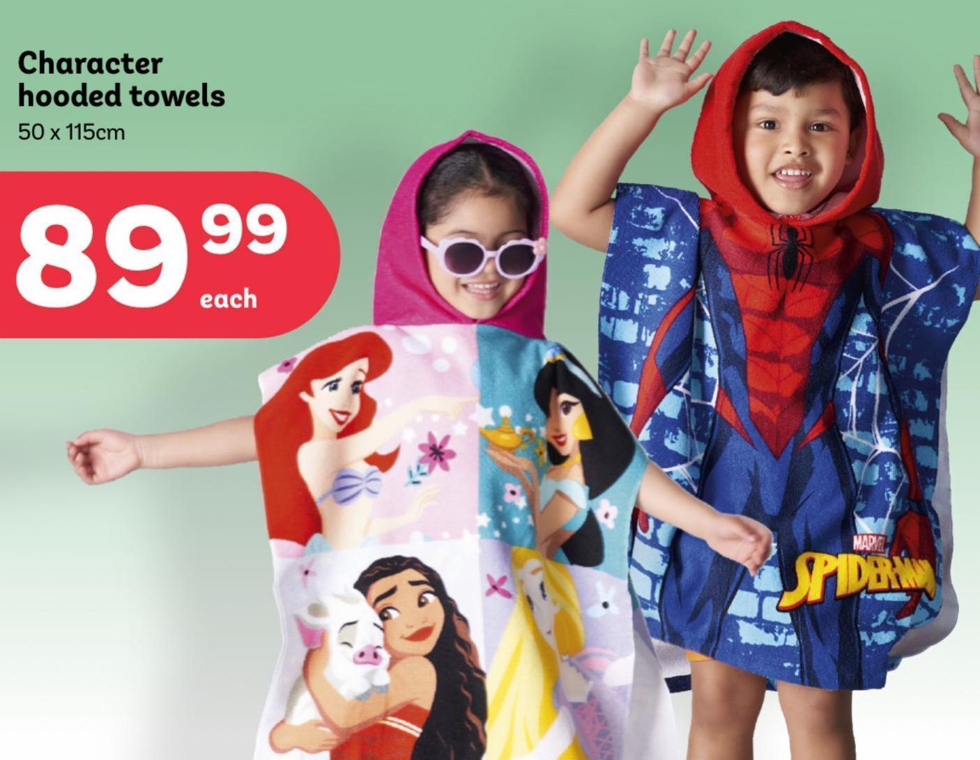 Character hooded towels offer at PEP