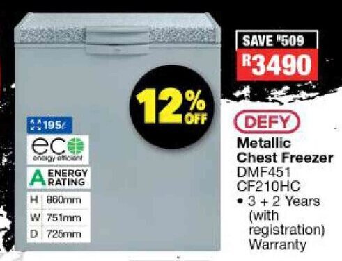 Defy Metallic Chest Freezer offer at OK Furniture