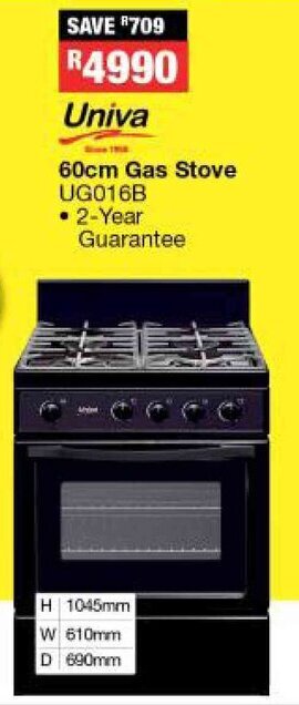 Univa 60cm Gas Stove offer at OK Furniture