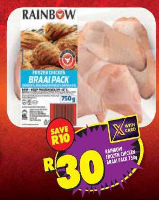 Rainbow Frozen Chicken Braaipack 750g offer at Shoprite