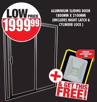 Aluminium Sliding Door 1800mm x 2100mm (includes night latch & cylinder ...
