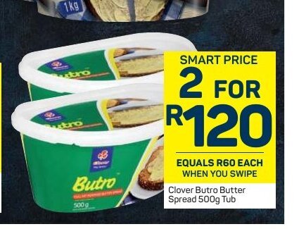 Clover Butro Butter Spread 500g Tub offer at Pick n Pay