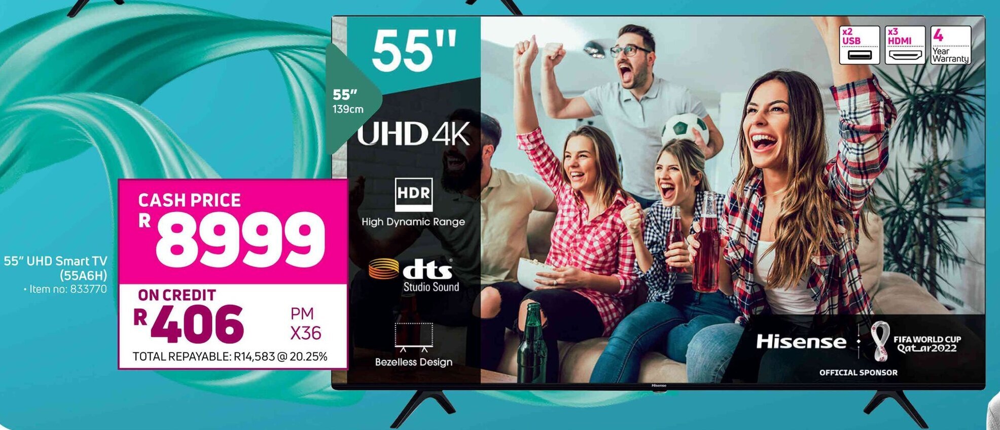 Hisense 55" UHD Smart TV offer at Game