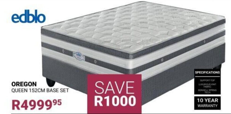 Oregon Queen 152cm Base Set offer at Bradlows