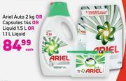 Ariel auto 2kg or capsules 14s or liquid 1.5l or 1.1l liquid- each ...