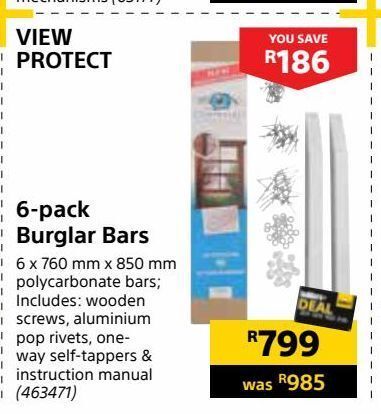 6-pack burglar bars offer at Builders Warehouse