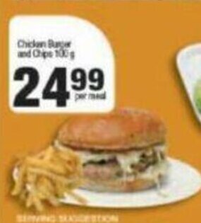 Chicken Burger and Chips 100g offer at Spar