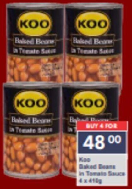 Koo Baked Beans4 x 410g offer at President Hyper