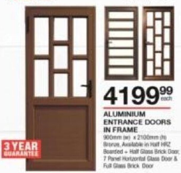 Aluminium Entrance Doors In Frame offer at Build It