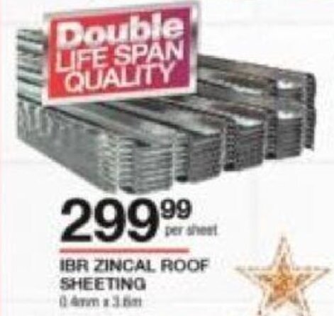 IBR Zincal Roof Sheeting offer at Build It