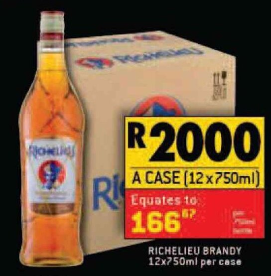 Richelieu Brandy 12 x 750ml per case offer at Shoprite Liquor