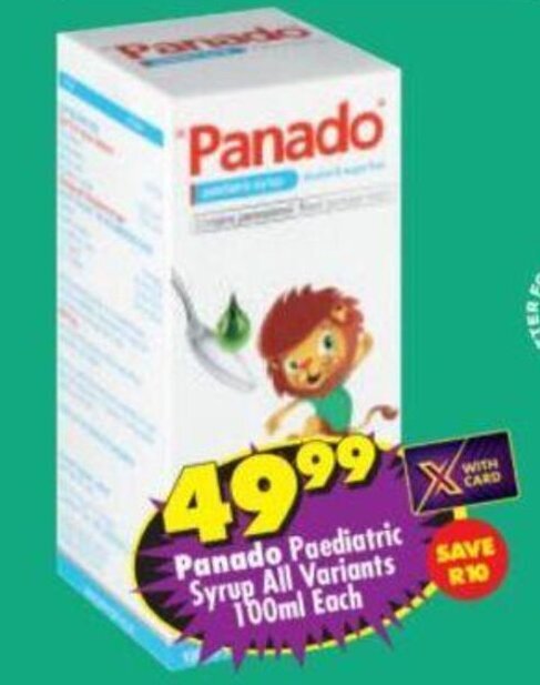Panado Paediatric Syrup all variants 100ml offer at Shoprite