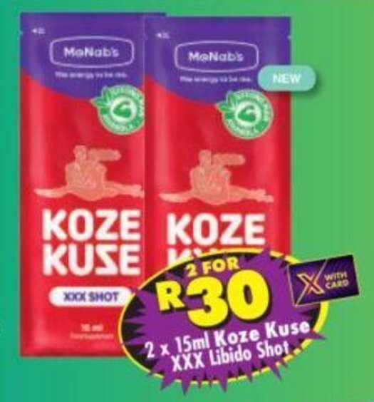2 x 15ml Koze Kuse XXX Libido Shot offer at Shoprite