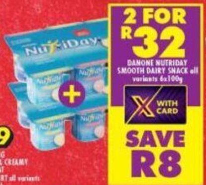 Danone NutriDay Smooth Dairy Snack all variants 2 x 6 x 100g offer at ...