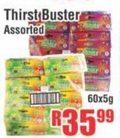 Thirst Buster Assorted 60x5g offer at Devland Cash And Carry