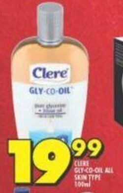 Clere Gly-Co-Oil All Skin Type 100ml offer at Shoprite