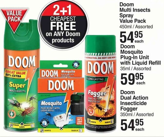 Doom Multi Insects Spray Value Pack offer at Dis-Chem