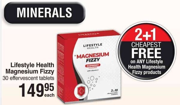 Lifestyle Health Magnesium Fizzy 30 Effervescent Tablets offer at Dis-Chem