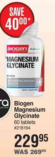 Biogen Magnesium Glycinate 60 Tablets offer at Dis-Chem