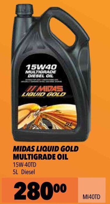 Midas Liquid Gold Multigrade Oil 15W-40TD 5L offer at Midas