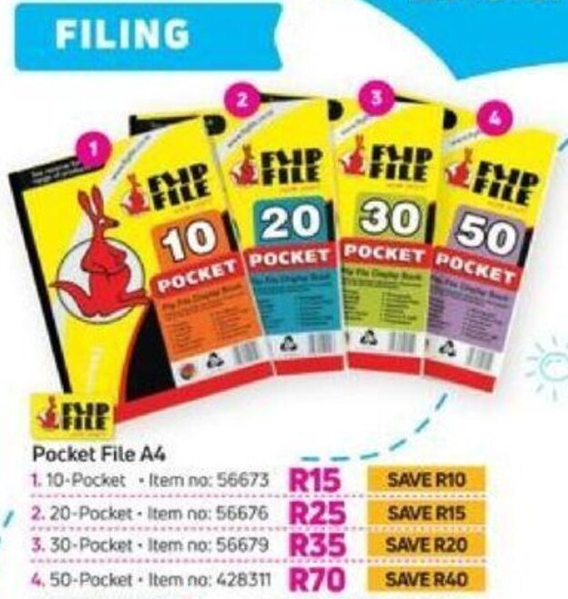 Flip FIle Pocket File A4 10 Pocket offer at Game