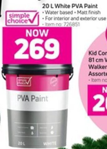 White PVA Paint 20L offer at Game