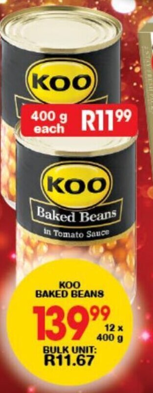Koo Baked Beans 12 x 400g offer at Giant Hyper