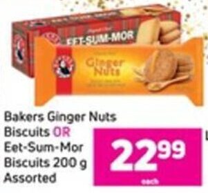 Bakers Ginger Nuts Biscuits or Eet-Sum-Mor Biscuits 200g Assorted offer ...