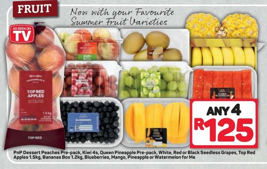 PnP Fruit Combo any 4 offer at Pick n Pay