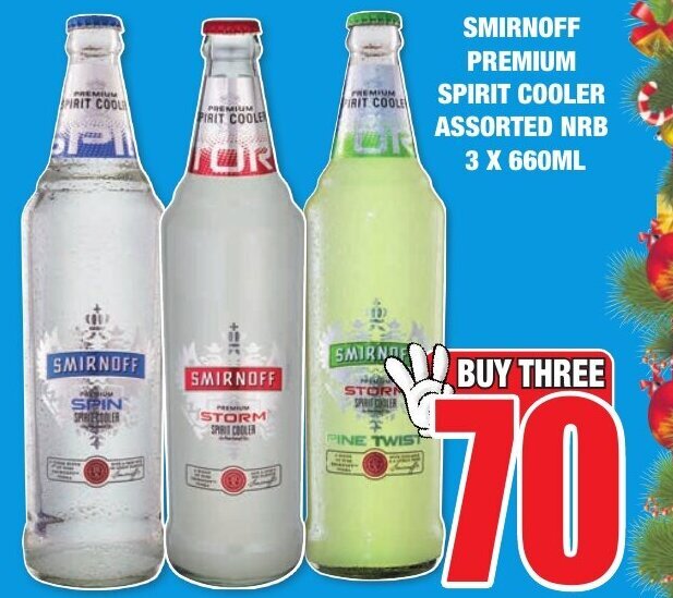 Smirnoff Premium Spirit Cooler Assorted NRB 3 x 660ml offer at Boxer ...