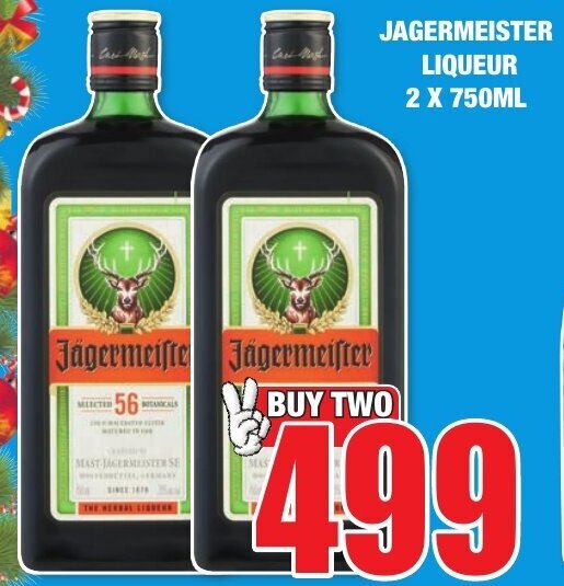 Jagermeister Liqueur 2 x 750ml offer at Boxer Liquors