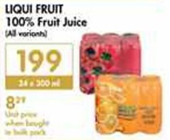 Liqui Fruit 100% Fruit Juice all variants 24 x 300ml offer at Makro