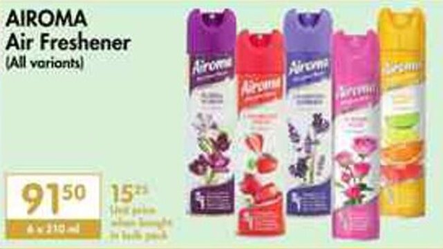 AIROMA Air Freshener all variants 6 x 210ml offer at Makro