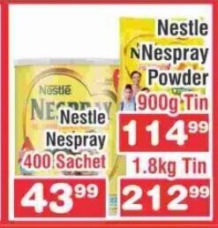 Nestle Nespray Powder 900g Tin offer at Advance Cash n Carry