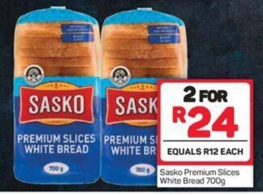 Sasko Premium Slices White Bread 700g offer at Pick n Pay