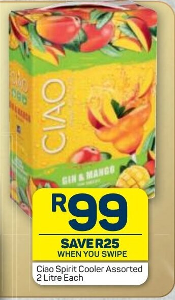 Ciao Spirit Cooler Assorted 2L Each offer at Pick n Pay Liquor