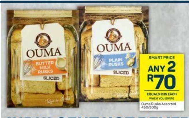 Ouma Rusks Assorted 450/500g offer at Pick n Pay